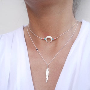 Sterling Silver Feather Necklace - Feather Pendant - Layering Necklace ...