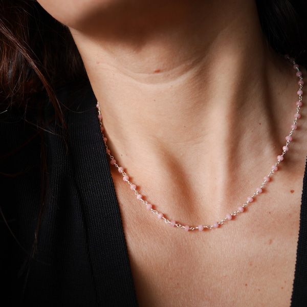 Pink and Silver Necklace - Etsy