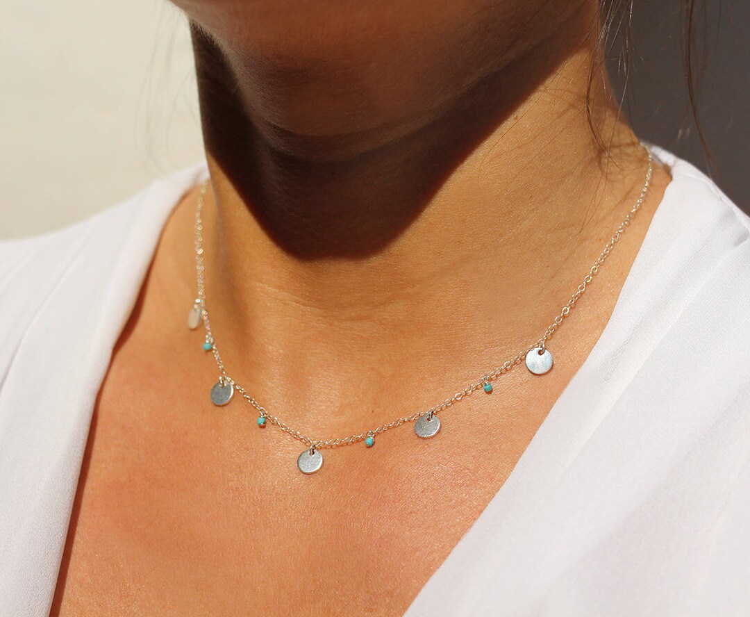 Sterling Silver Coin Necklace - Sterling Silver Chain Necklace - Discs ...