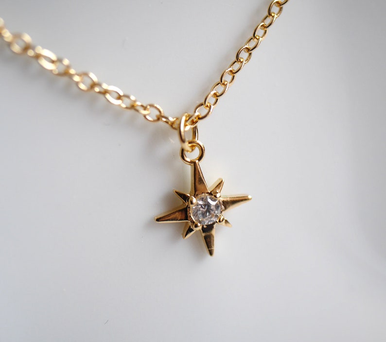 Christmas Gift - North Star Necklace - Gold Chain Necklace - Diamond ...
