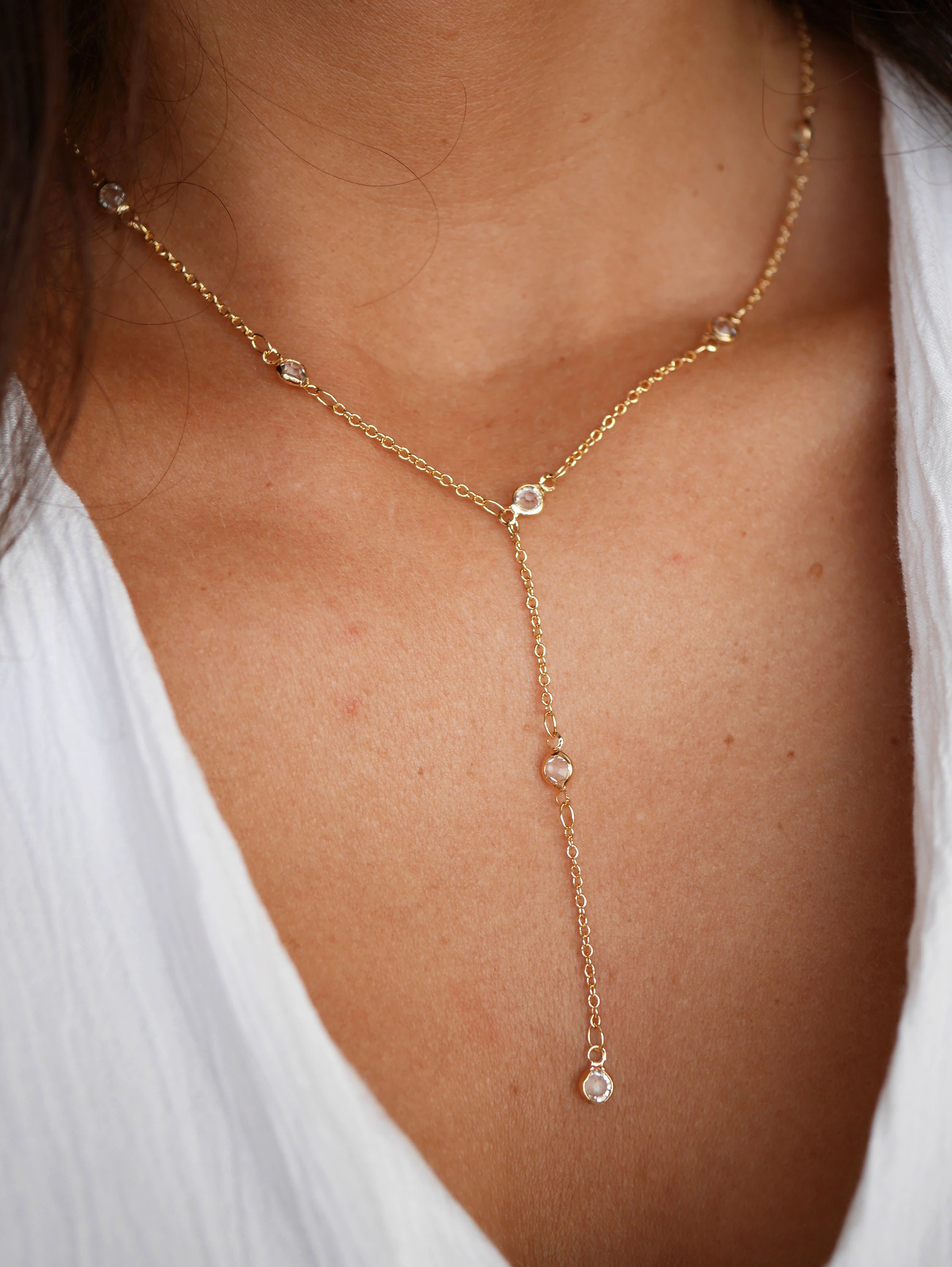 Collier long lasso Y Collier plaqué or collier cravate | Etsy