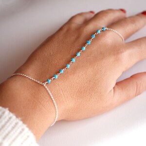 Silver Handlet - Turquoise Stone - Hand Jewelry - Sterling Silver ...