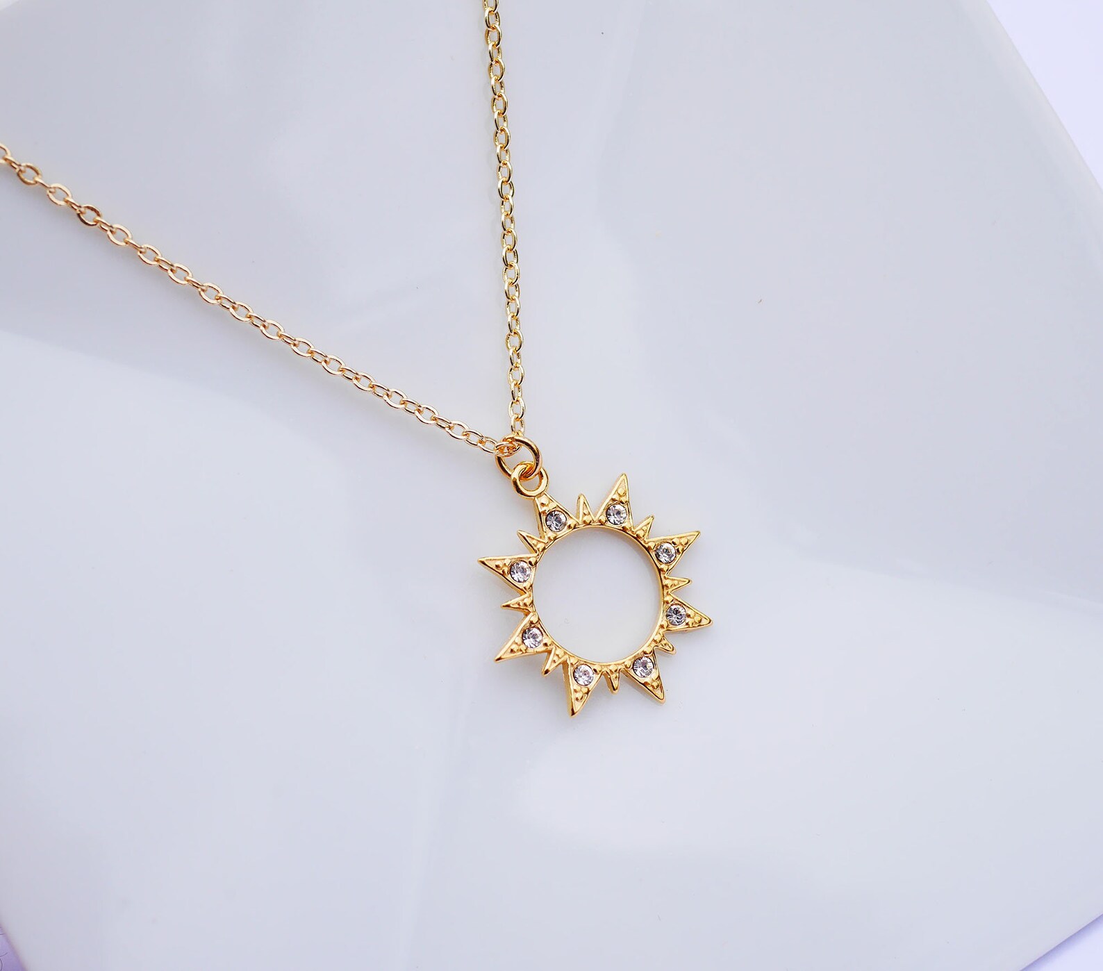Gold Plated Sun Necklace Gold plated chain necklace Sun | Etsy