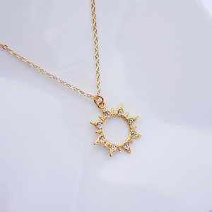 Gold Plated Sun Necklace Gold Plated Chain Necklace Sun Jewelry Thin ...