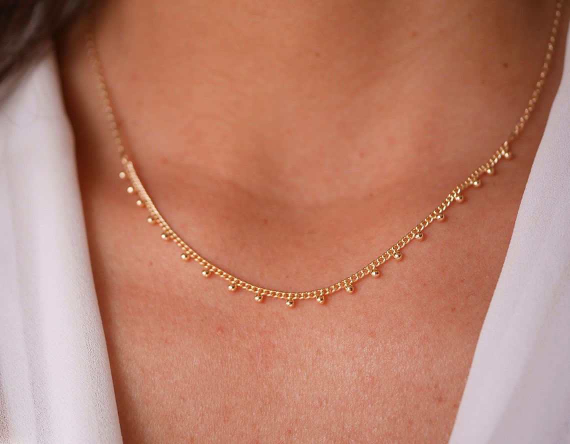 Gold Plated Balls Chain Necklace Gold Thin Chain Necklace - Etsy