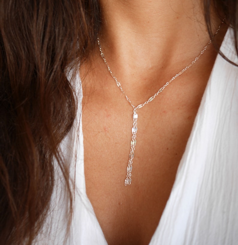 Collier long lasso Y Collier chaîne argent 925 Sautoir Y | Etsy