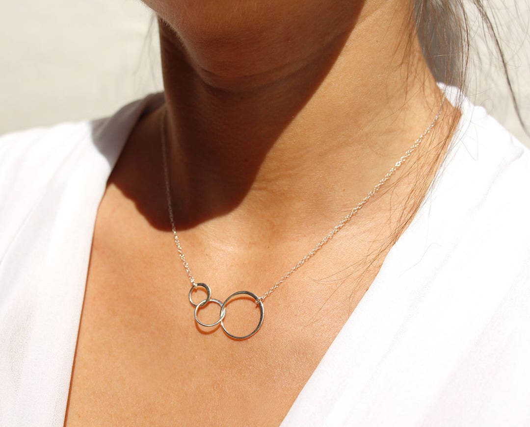 Solid 925 Silver Necklace - Three Linked Circles - Symbol of Infinite ...