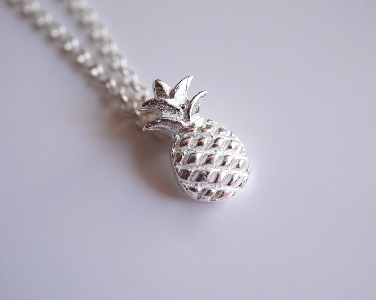 Sterling Silver Pineapple Necklace - Pineapple Necklace - Sterling ...
