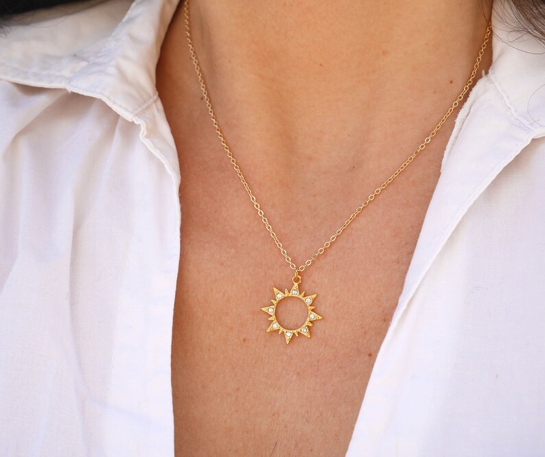 Gold Plated Sun Necklace Gold Plated Chain Necklace Sun - Etsy