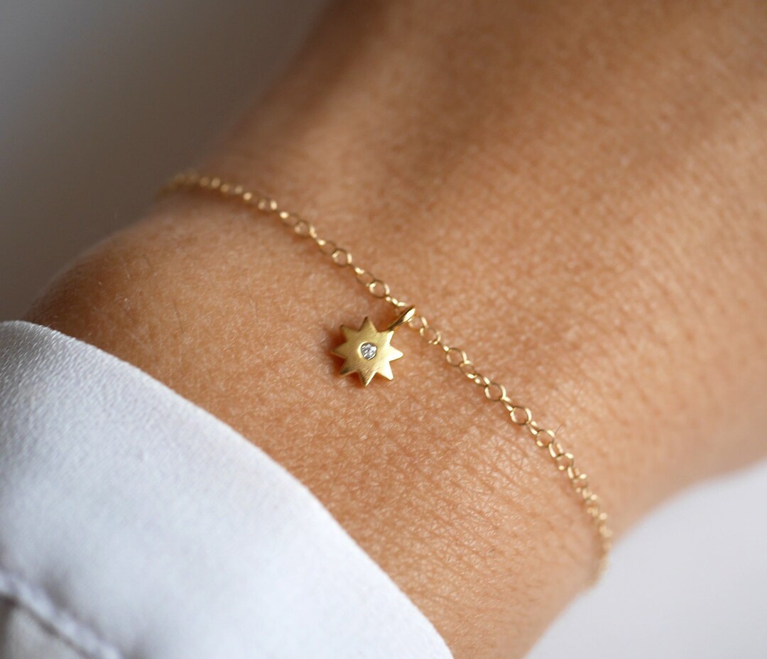 Gold Plated Sun Bracelet - Gold Sun Bracelet - Gold Bracelet - Tiny Sun ...