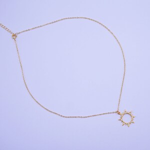 Gold Plated Sun Necklace Gold Plated Chain Necklace Sun Jewelry Thin ...