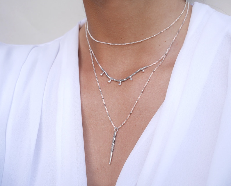 Collier double rang boho chic - collier argent 925 - chaine argent ...