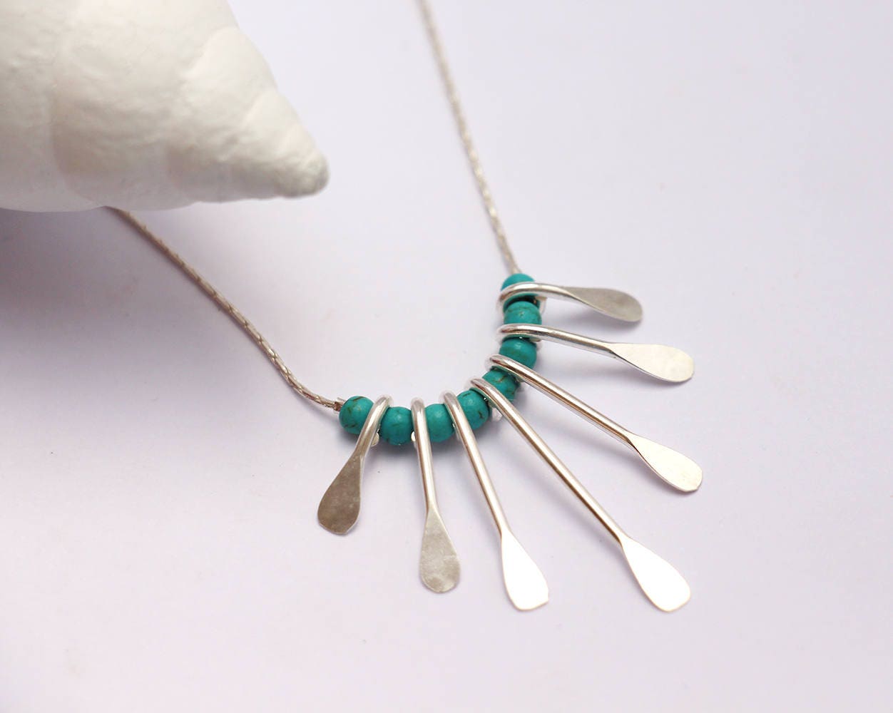 Sterling silver drop paddle necklace sterling silver chain | Etsy