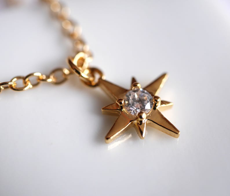 Christmas Gift - North Star Necklace - Gold Chain Necklace - Diamond ...