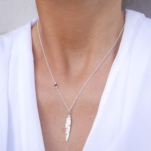 Sterling Silver Feather Necklace - Feather Pendant - Layering Necklace ...