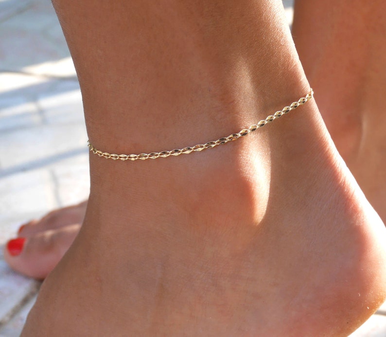 Gold Chain anklet Gold plated chain anklet Minimal anklet | Etsy
