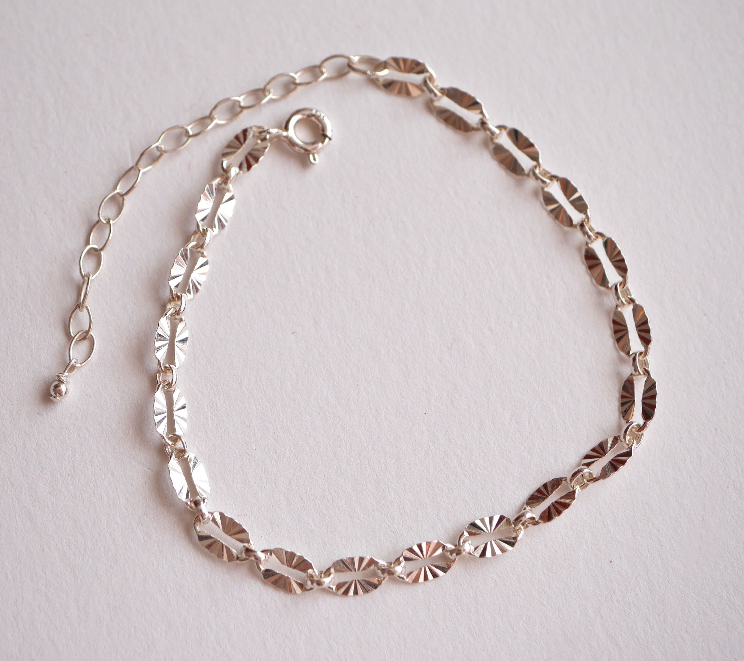 Set of 4 Thin Sterling Silver Chain bracelet Layering | Etsy