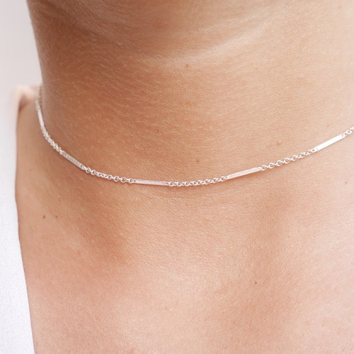 Minimalist Thin Sterling Silver Chain Necklace Gradient - Etsy