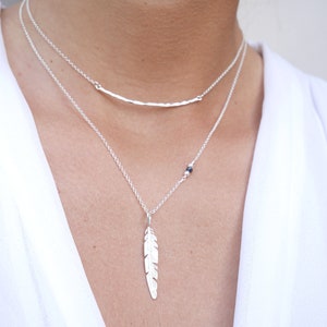 Sterling Silver Feather Necklace - Feather Pendant - Layering Necklace ...