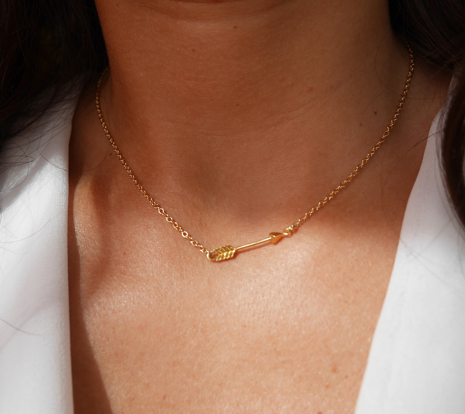 Gold plated Arrow Necklace Arrow jewelry Gold Chain | Etsy