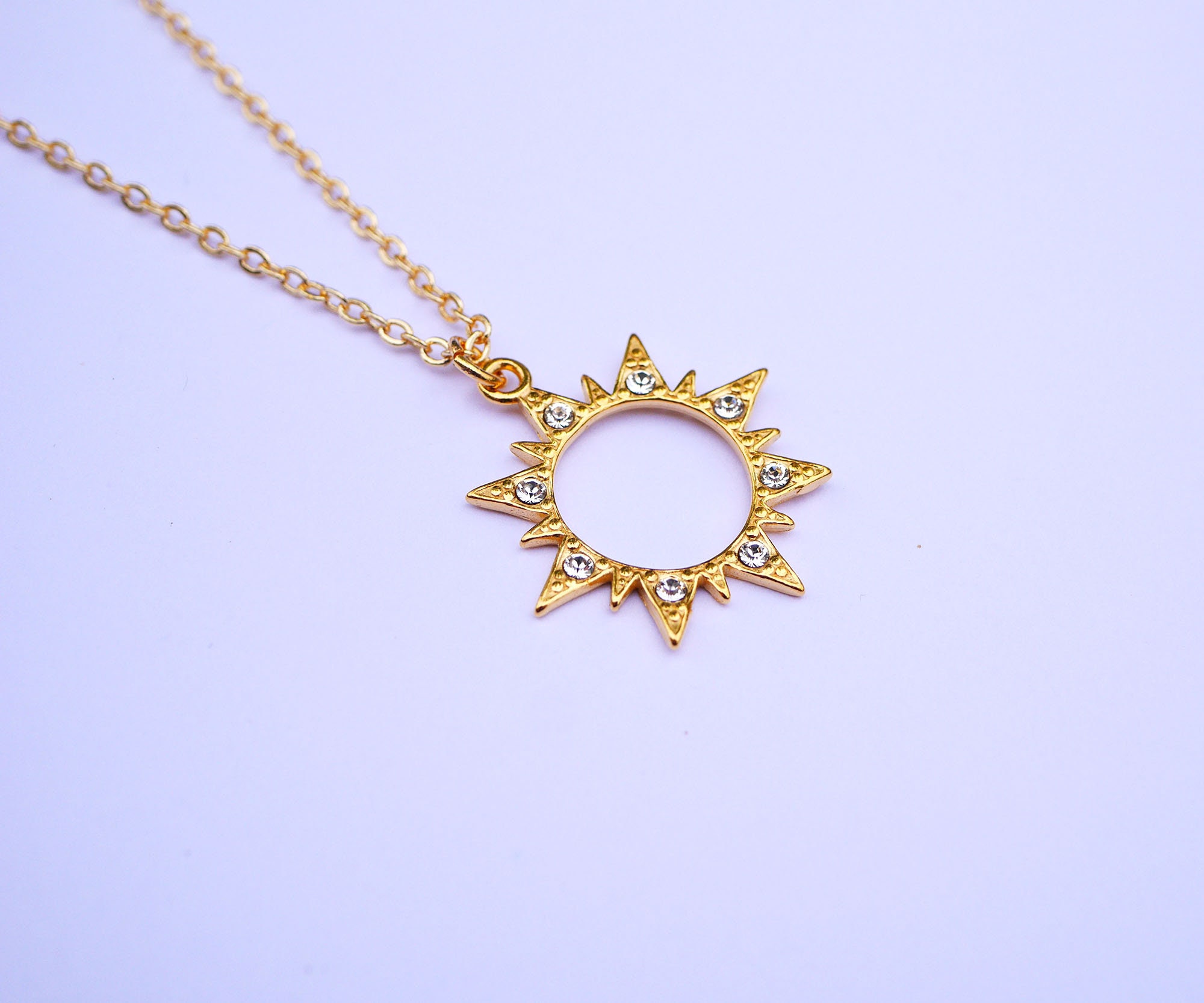Gold Plated Sun Necklace Gold plated chain necklace Sun | Etsy