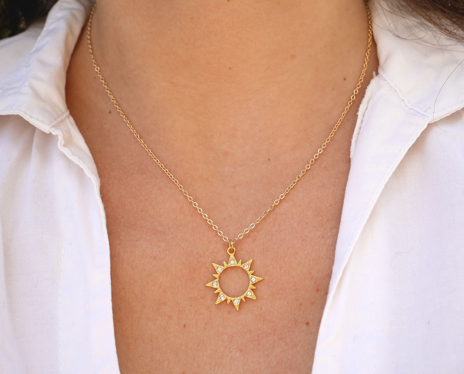 Gold Plated Sun Necklace Gold plated chain necklace Sun | Etsy