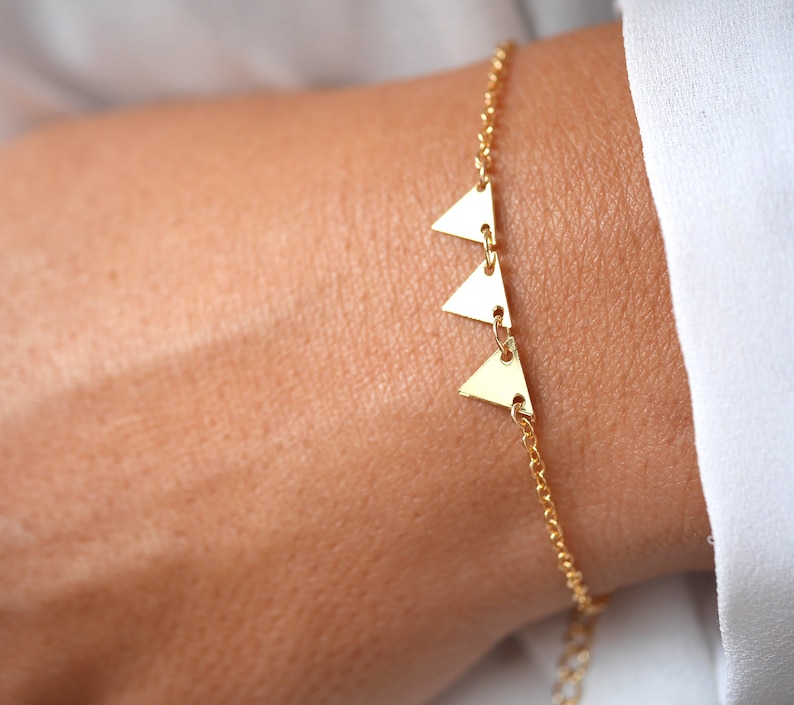 Gold Plated Triangle Bracelet Geometric Bracelet Gold - Etsy