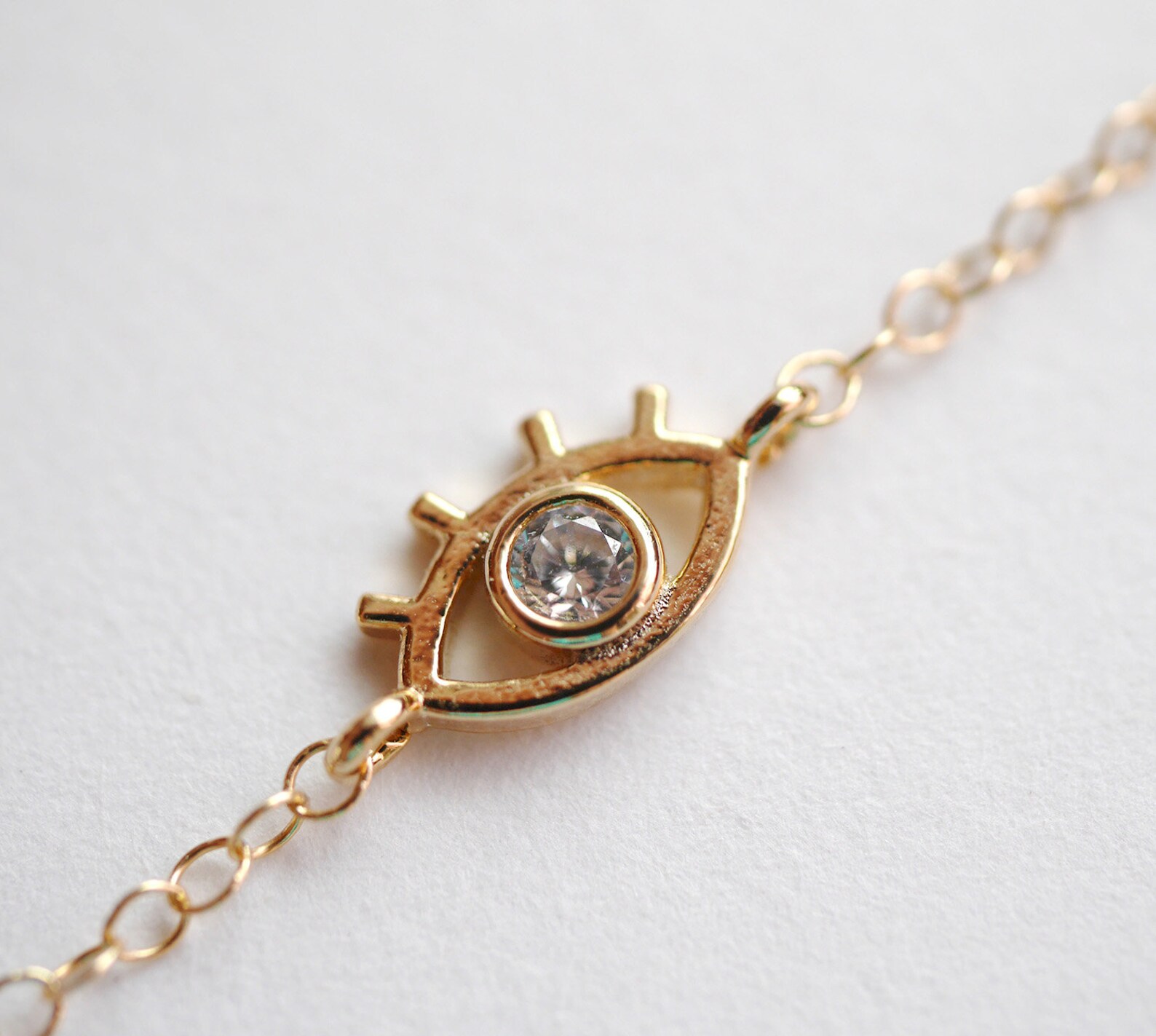Christmas Gift - Gold Plated Eye Bracelet - Eye Jewelry - Gold Thin ...