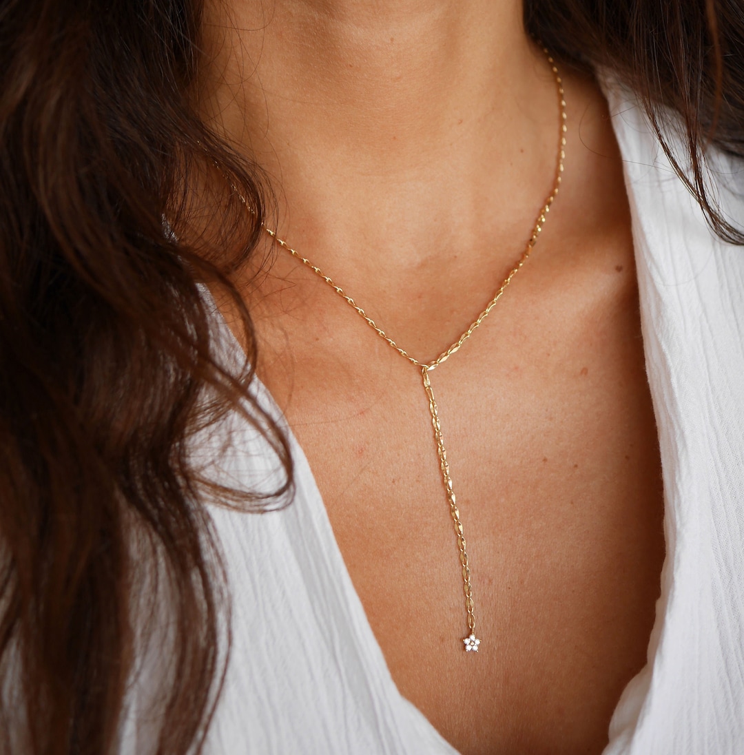 Collier long lasso Y - Collier plaqué or - collier cravate doré ...