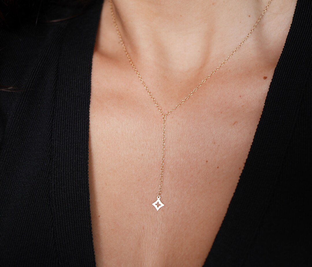 Collier Y plaqué or Collier étoile doré Collier Lasso Bijoux plaqué or ...