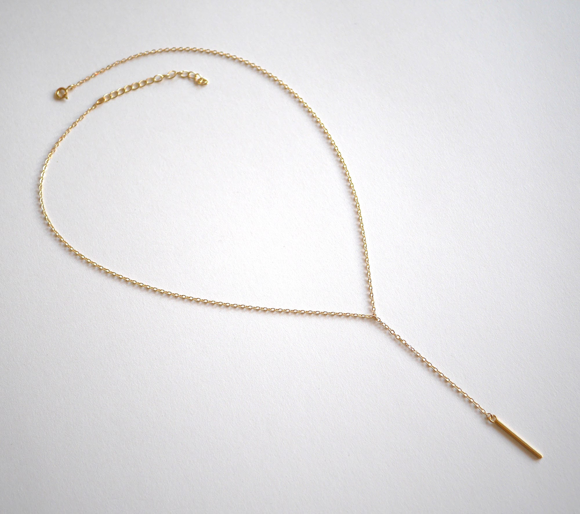 Collier long lasso Y Collier plaqué or Collier Barre dorée | Etsy