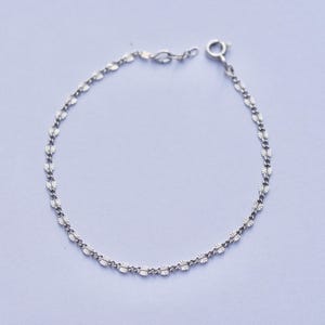 Thin Silver Diamond Chain Bracelet - Ultra Thin - Sterling Silver ...