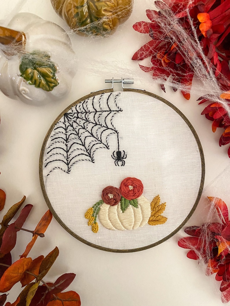 Spider Web & Pumpkin Embroidery Pattern PDF - Etsy