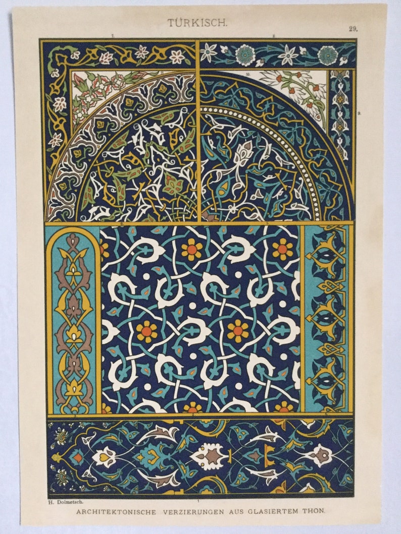 Vintage Print of Turkish Decorative Motifs, 1889, Fine Art Giclee Print ...
