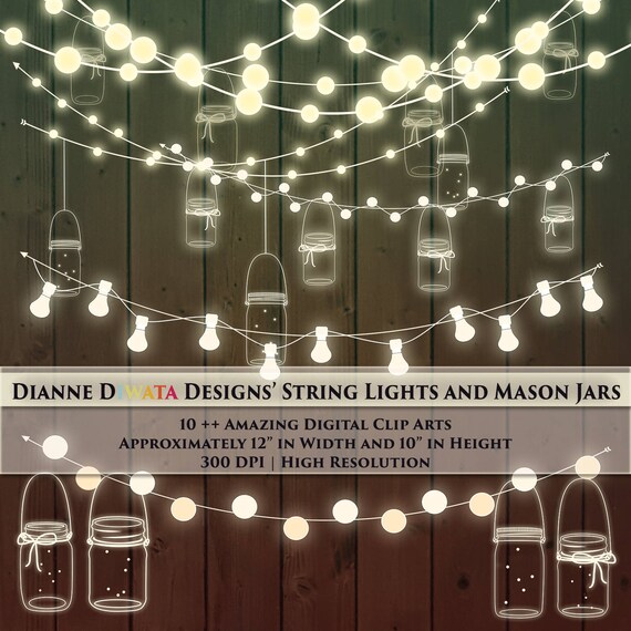 Rustic Wedding Lights Clip Art