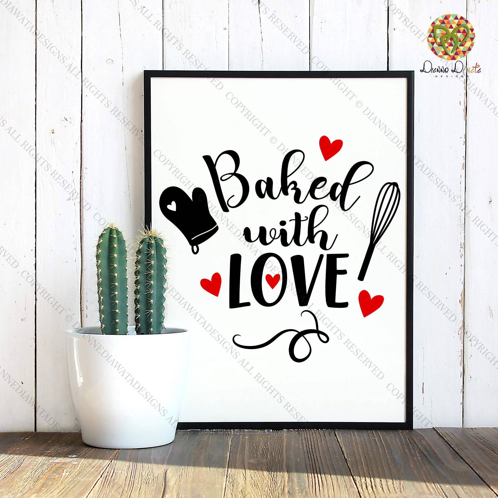 Visual Arts Baked with Love SVG Home Cooking Quote Clipart Chef Custom ...