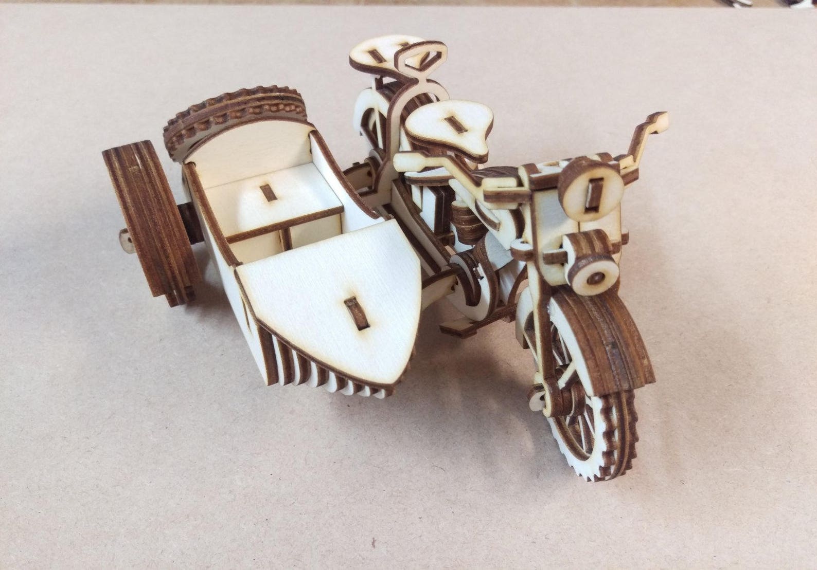 Motorcycle & Sidecar Wooden Laser Cut Wood Kit for Self Assembly - Etsy