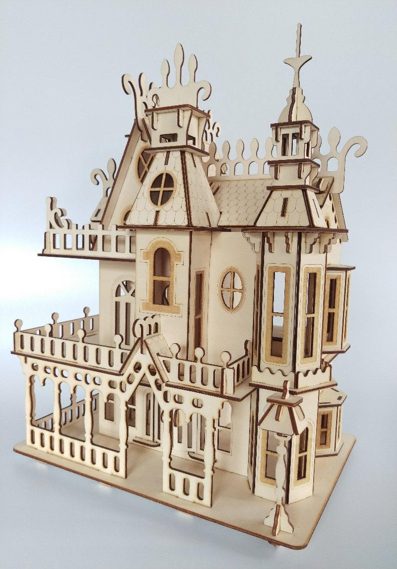 Victorian Style Wooden Dolls House Kit Gothic Gables Design Dollhouse ...