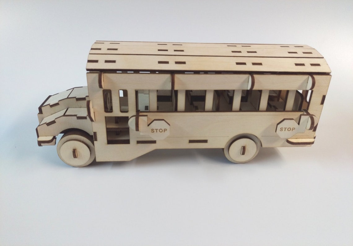 Wooden School Bus Kit, USA North American Bus, Laser Cut DIY Model - Etsy