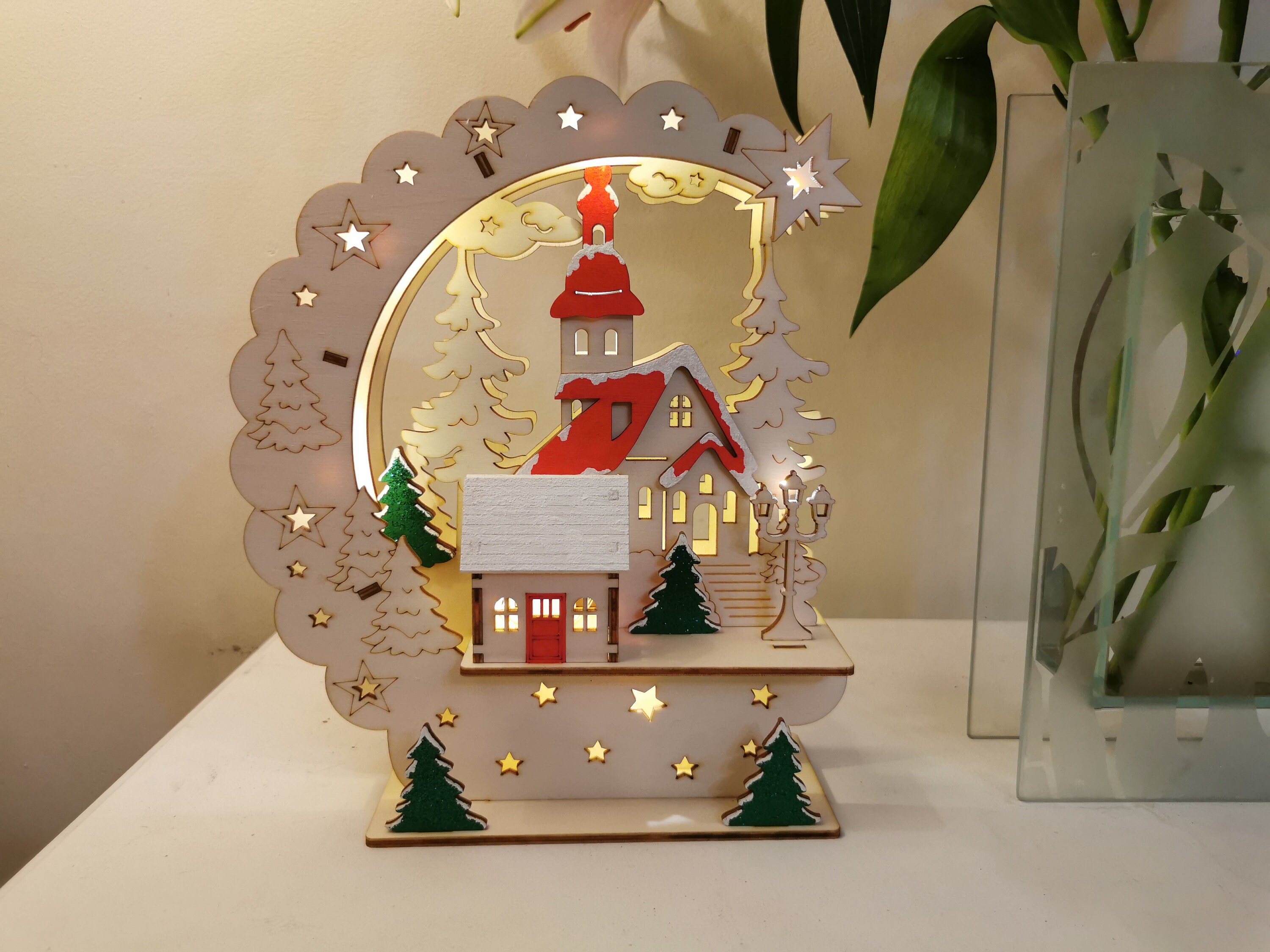Light up Wooden Christmas Winter Scene Decoration Made in Ireland - Etsy