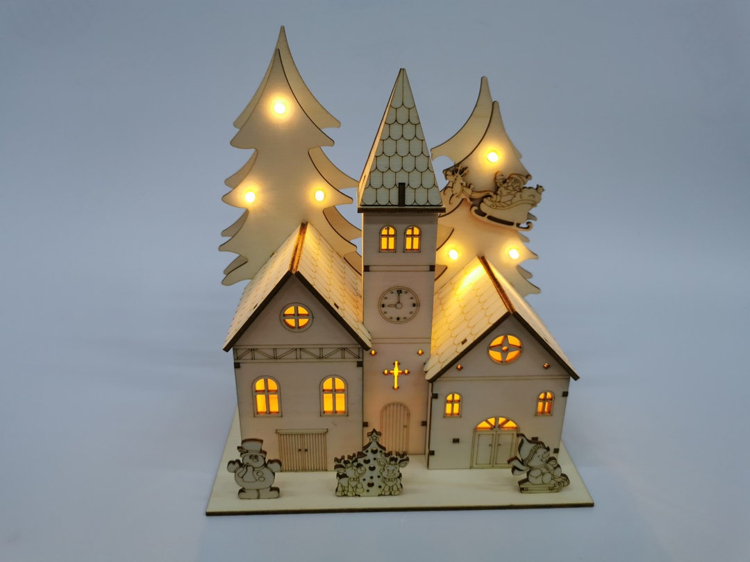 Christmas Village Church - Laser Cut Digital File Light up Church ...