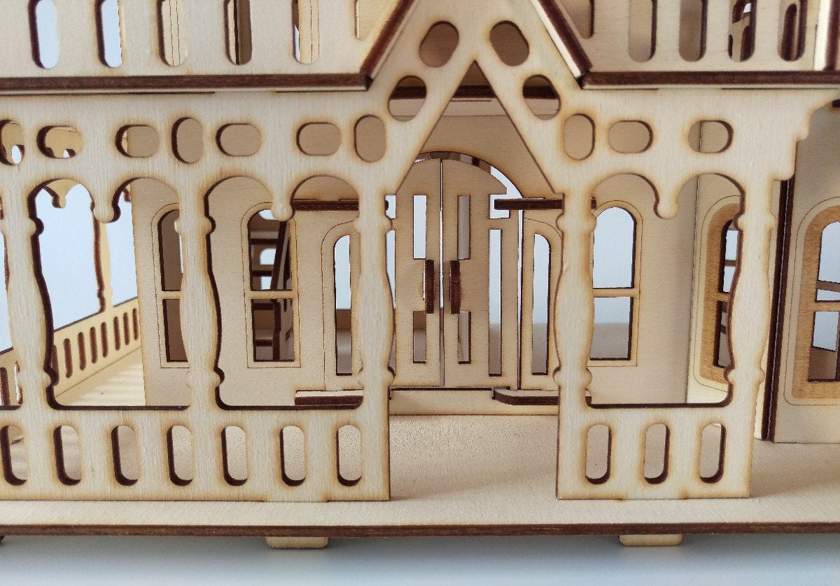 Victorian Style Wooden Dolls House Kit Gothic Gables Design Dollhouse ...