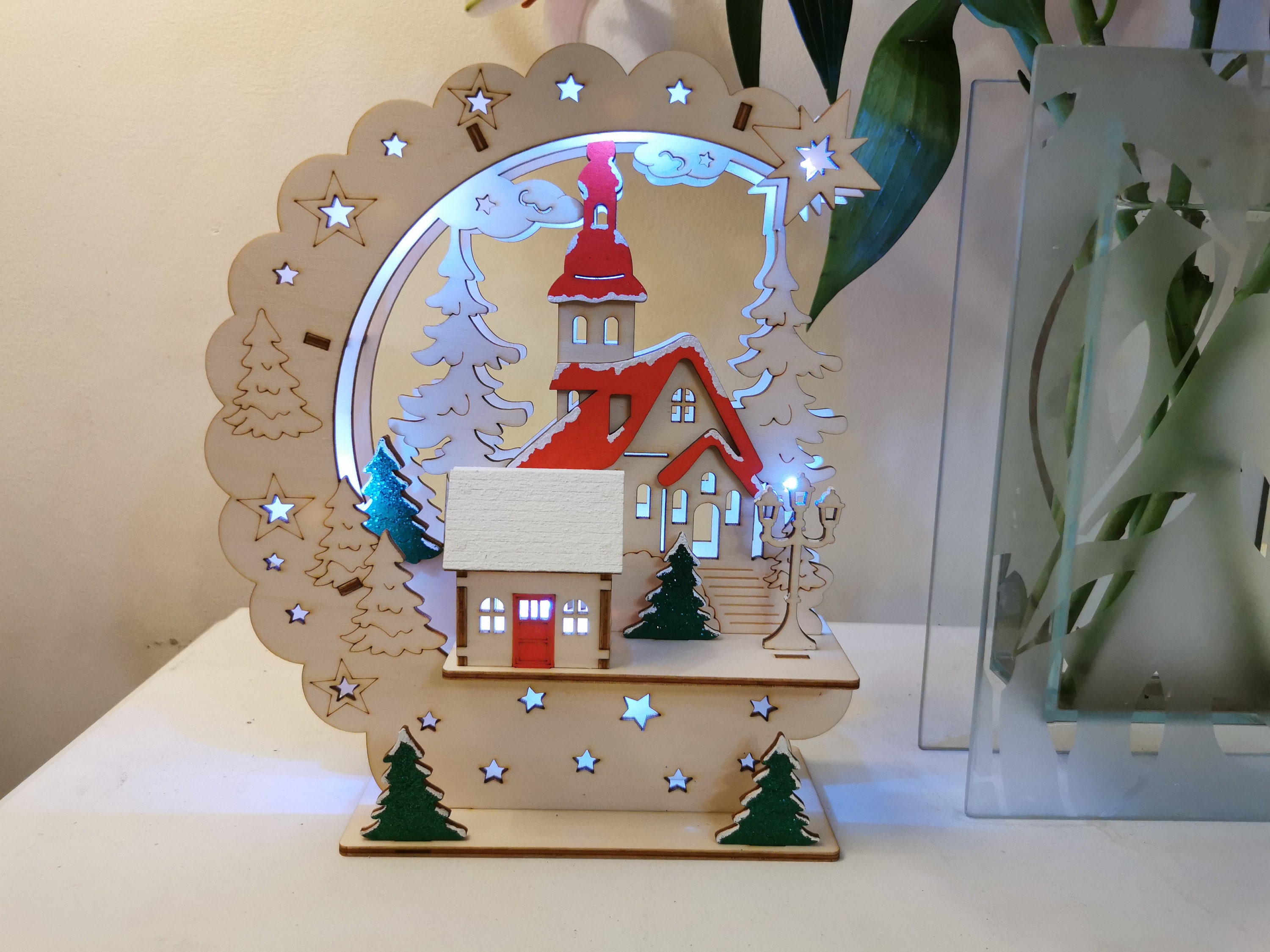 Light up Wooden Christmas Winter Scene Decoration From Ireland | Etsy