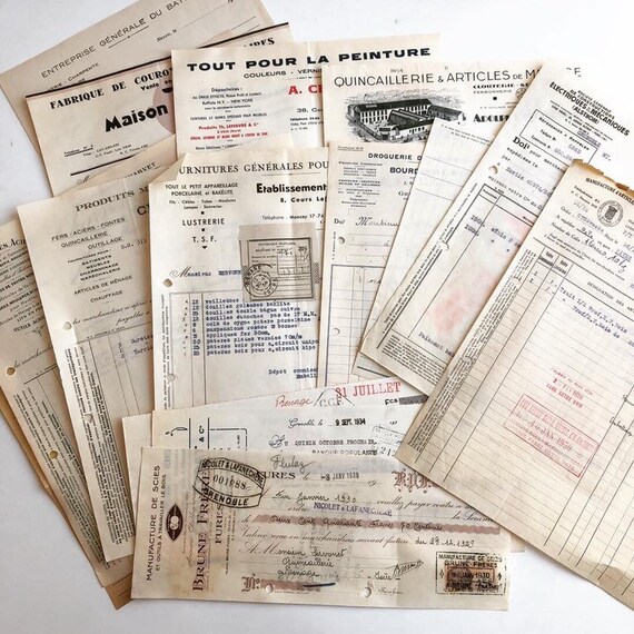 Vintage French Invoices Set of 10 - Etsy
