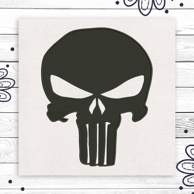 Punisher design Skull pattern Discount 10% Embroidery design 4 | Etsy