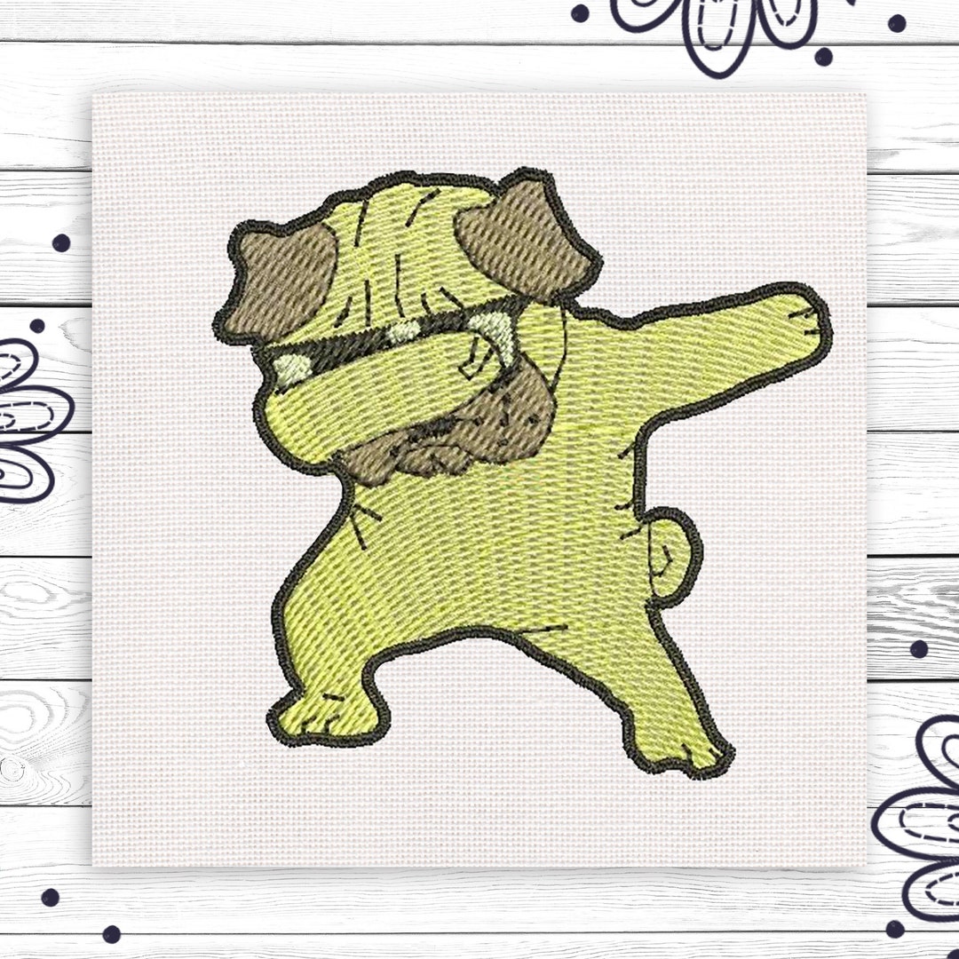 Dab Pug Embroidery Cute Applique Design Dog Patch Embroidery Art Scheme ...