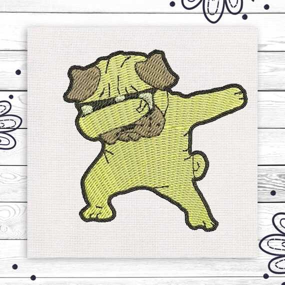 Dab Pug Embroidery Cute Applique Design Dog Patch Embroidery - Etsy