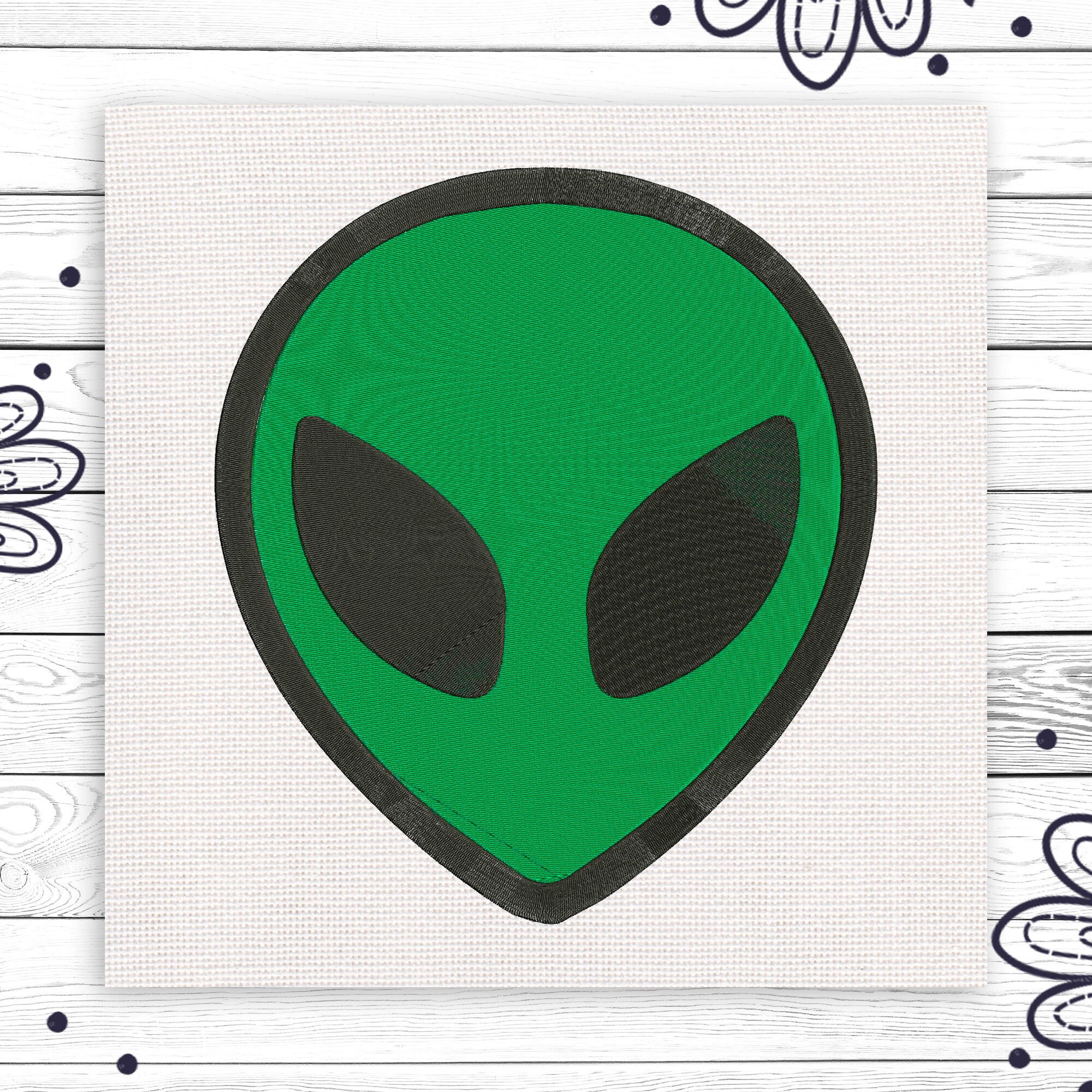 Green Alien Head Patch Embroidery Pattern UFO Stitching | Etsy