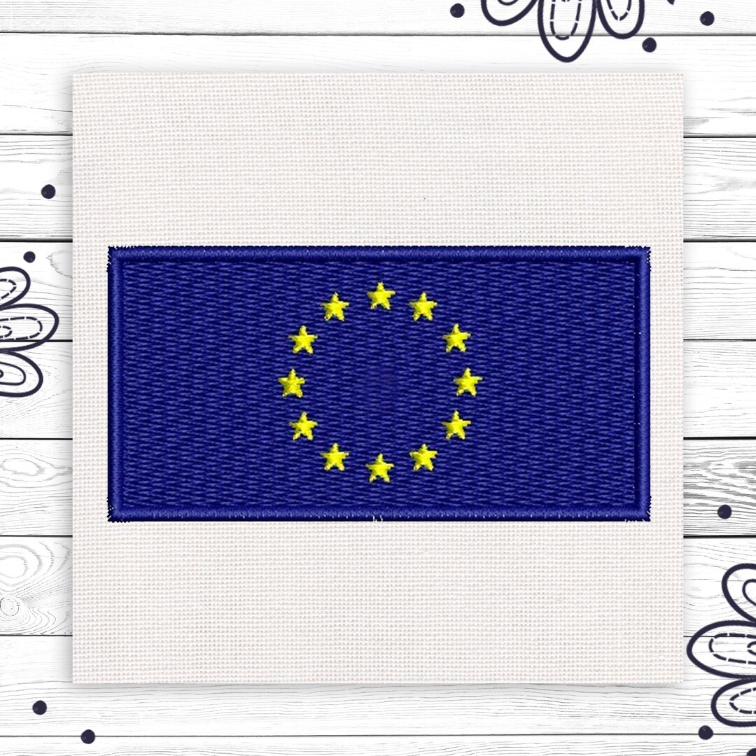 European Union EU Flag Machine Stitching Digital Patch Embroidery Art ...