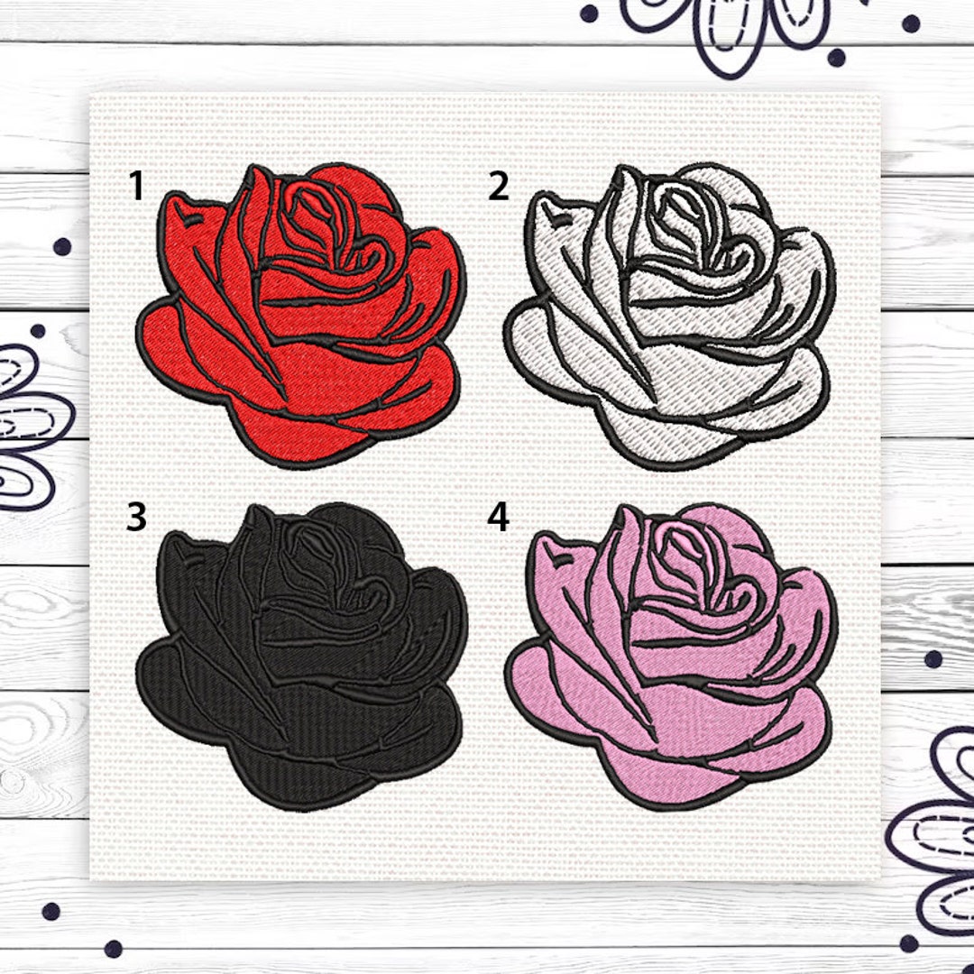Colorful Roses Embroidery Machine Scheme Set of 4 Roses Digital Pattern ...